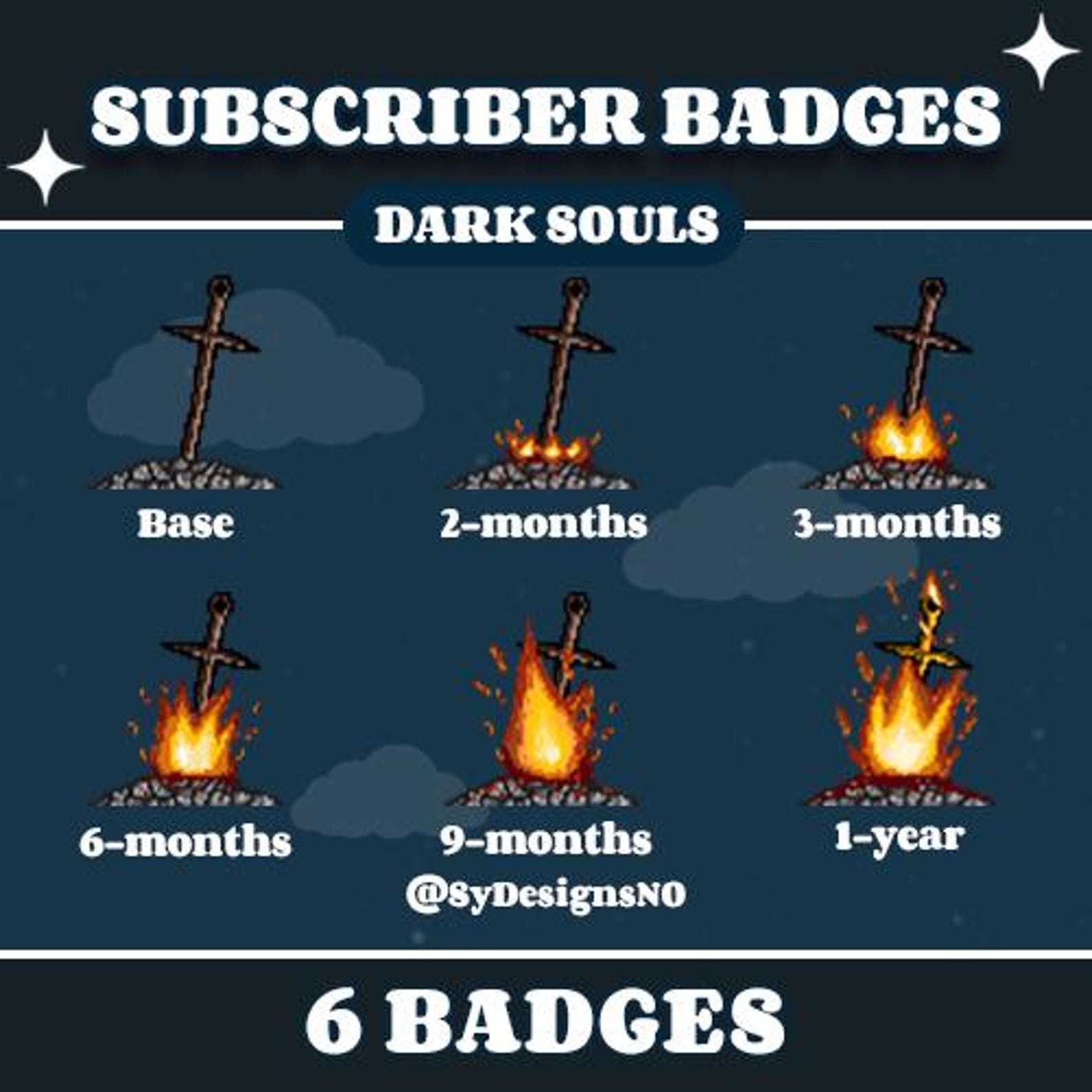 Dark Souls Subscriber Badges - Twitch | Pixel Art | Bonfire | Sub ...