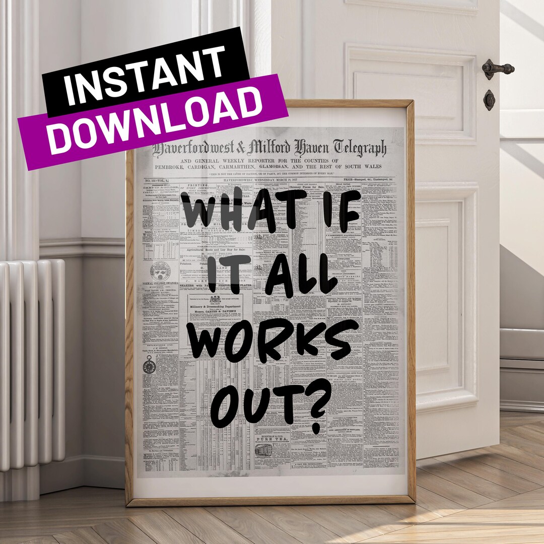 What If It All Works Out Retro Newspaper Print, Trendy Wall Art ...