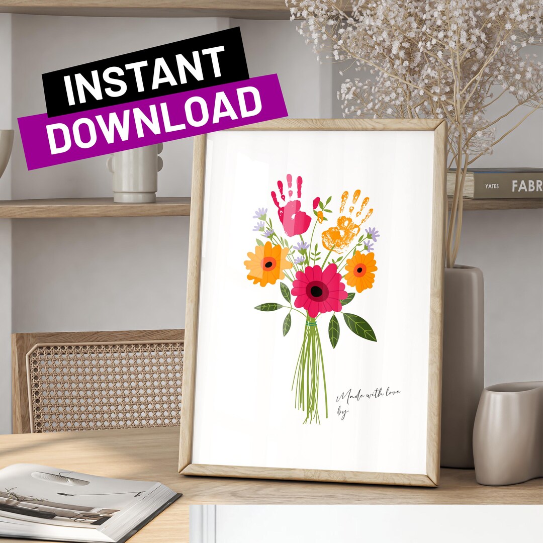 Handprint Floral Bouquet Art Print: DIY Love Keepsake (PDF) - Etsy