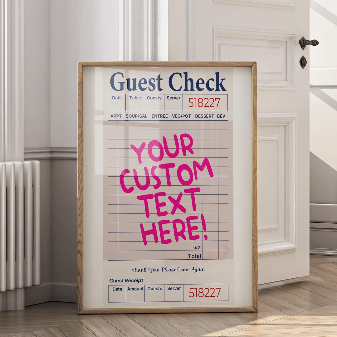 Custom Guest Check Quote Poster: Preppy Apartment Decor (digital ...