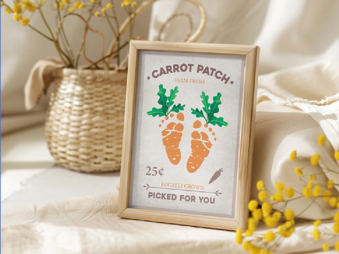 Farm Sign Carrot Patch Easter / Footprint Feet Art Craft / Kids Baby ...
