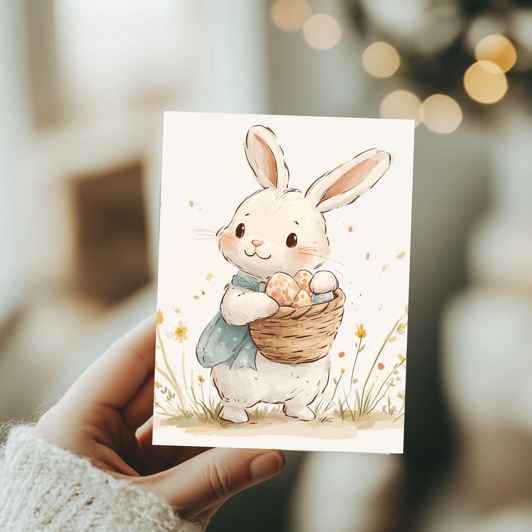 Printable Easter Cards (set 1 of 6) | Foldable 4x6 Bunny Card Set ...