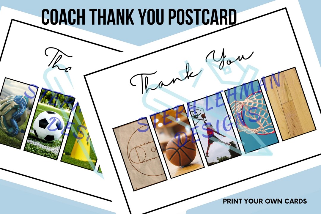 Printable Basketball Coach Thank You Postcard | Instant Download - Etsy