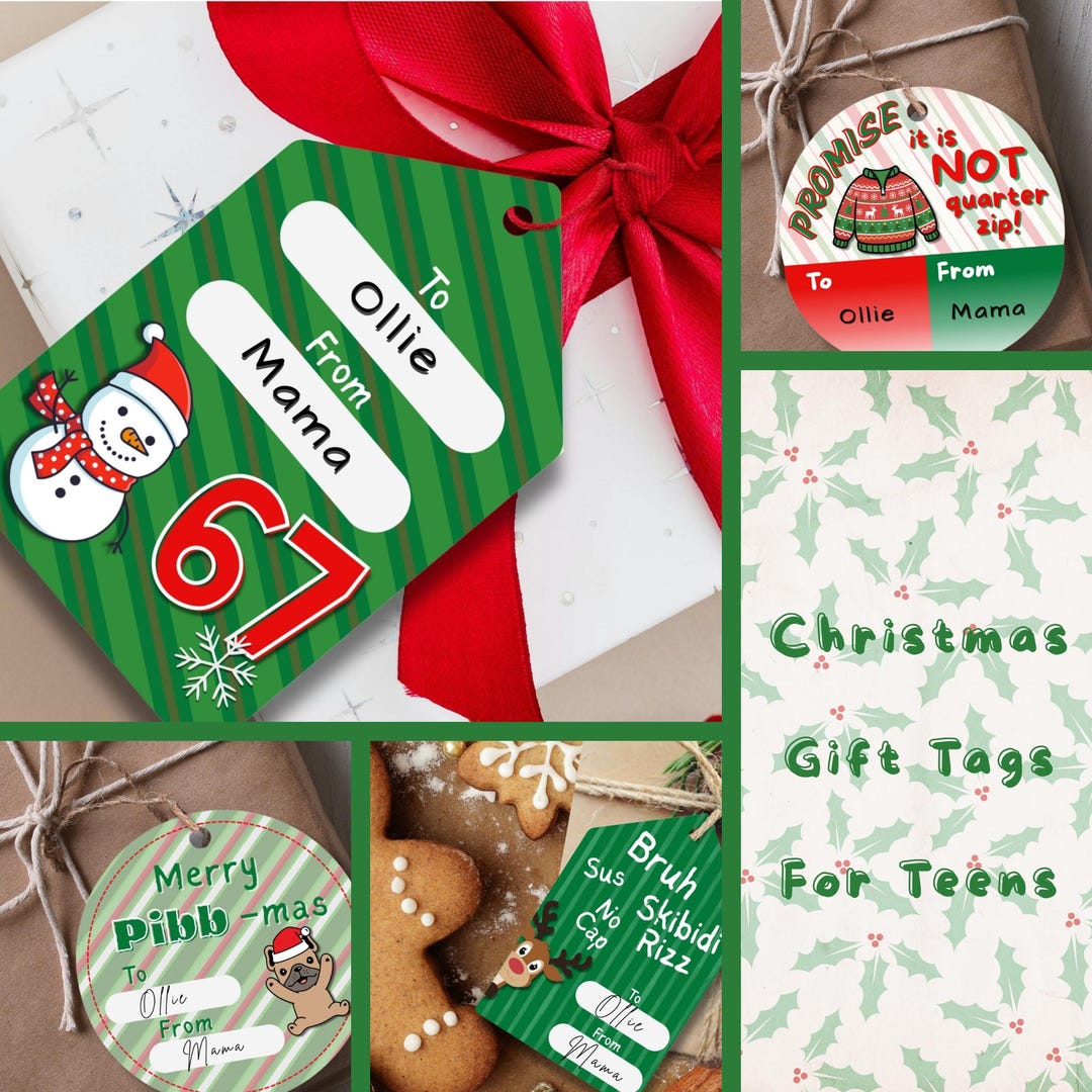 Printable Christmas Gift Tags for Teens And. Gen-z - Etsy
