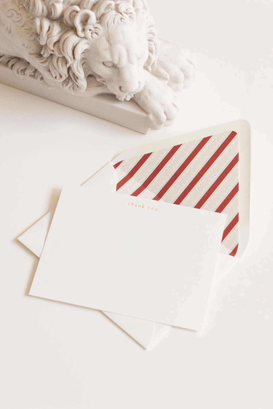 Gold Thank You Note Card Set With Striped Liners, Luxury Stationery Set ...