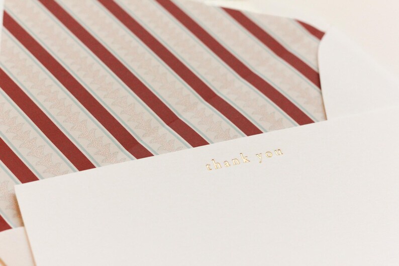 Gold Thank You Note Card Set With Striped Liners, Luxury Stationery Set ...