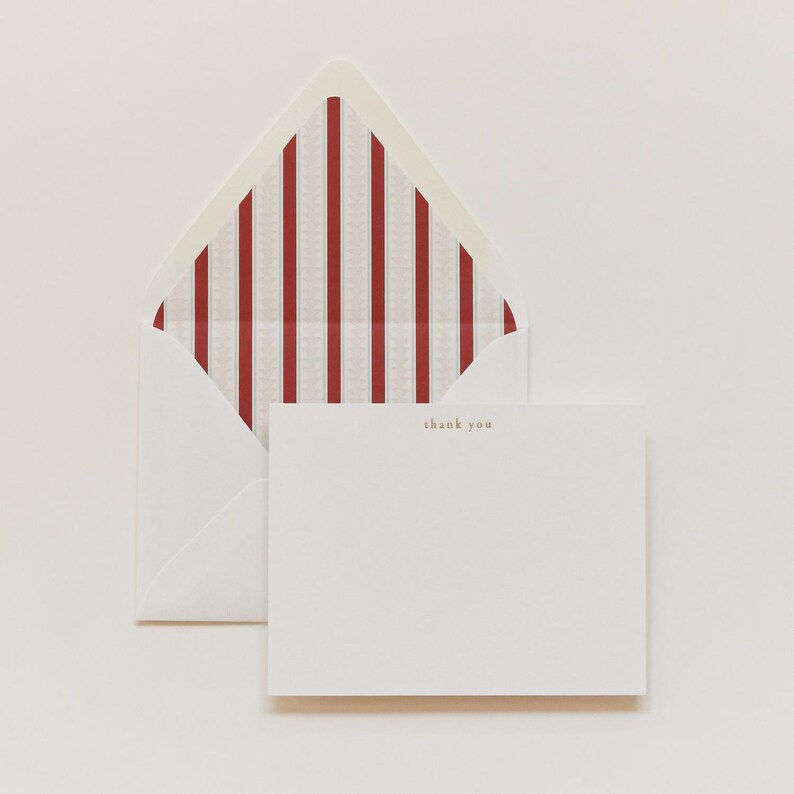Gold Thank You Note Card Set With Striped Liners, Luxury Stationery Set ...