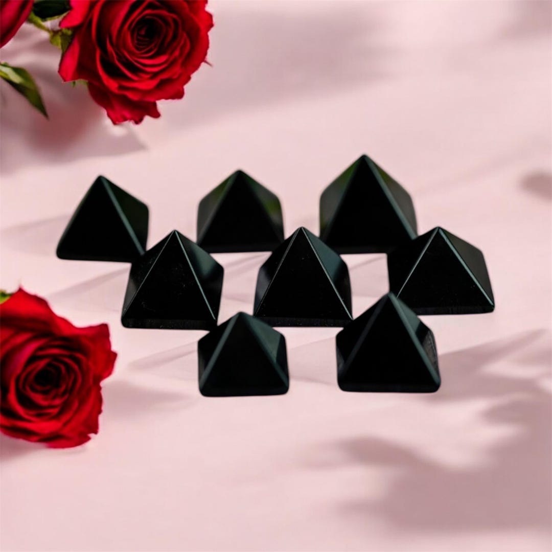 Obsidian Crystal Pyramid, Obsidian Pyramid Sculpture, Black Obsidian ...