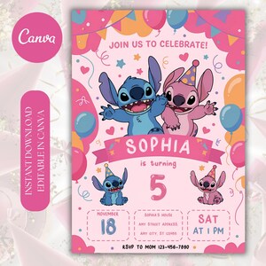 Stitch Editable Birthday Invitation Template, Printable Birthday ...