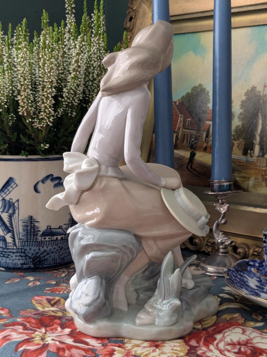 Lladro Porcelain Figurine: Girl at the Seaside, Vintage Spanish Decor ...