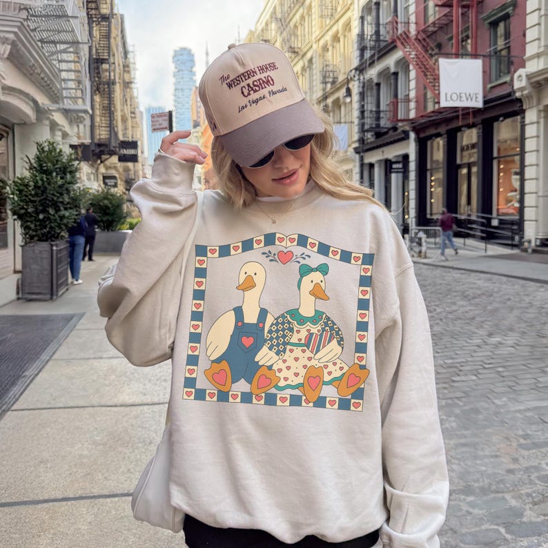 Vintage Inspired Goose Sweatshirt Trendy Grandmillennial Crewneck Cute ...