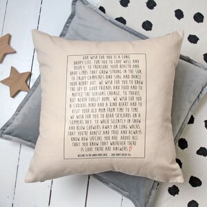 Wish Poem Cushion | New Baby Gift | Nursery Decor | Christening Cushion ...