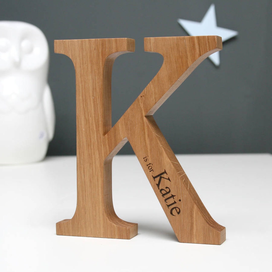 Personalised Oak Wooden Letter | Solid Wood | Christening & New Baby ...