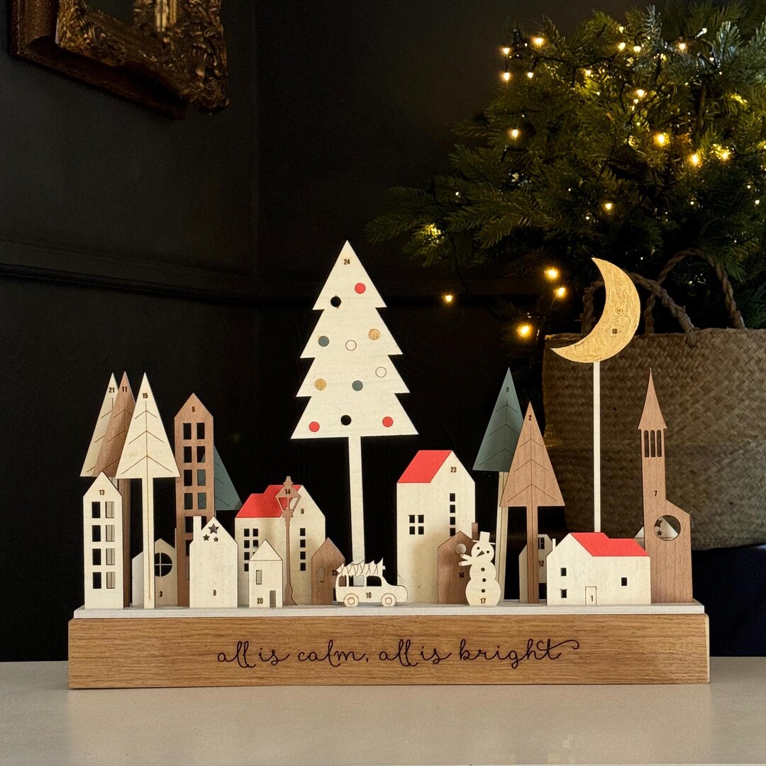 Winter Village Wooden Advent Calendar Scene - Etsy