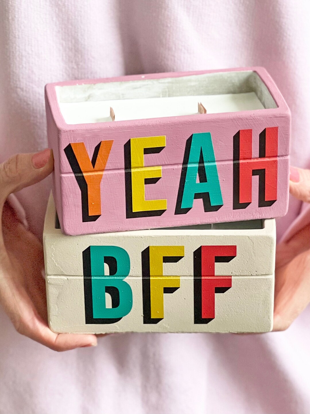 Double Wooden Wick Word Candle - Etsy