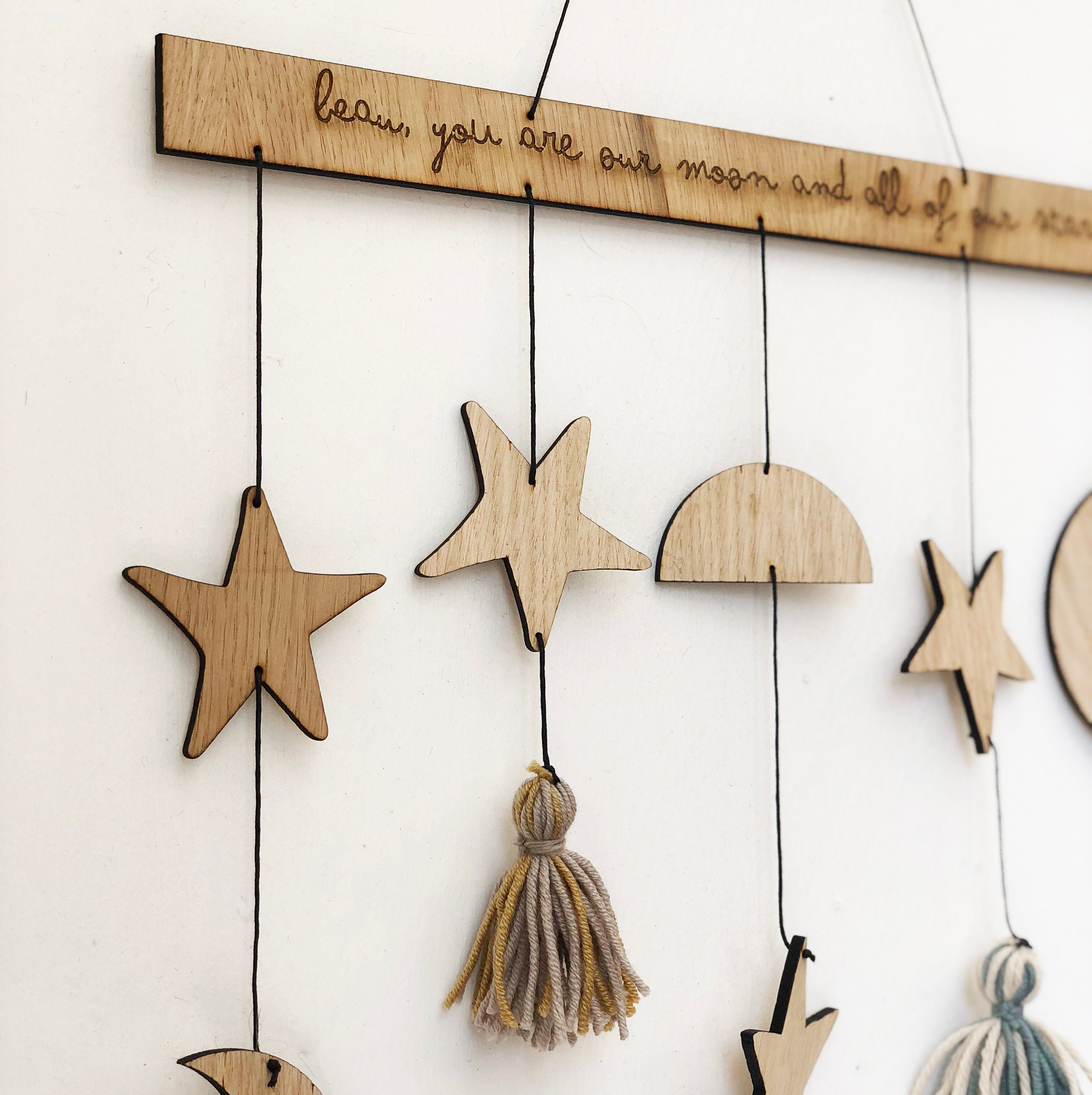 Personalised Star Moon and Tassel Wall Hanging Geometric - Etsy UK