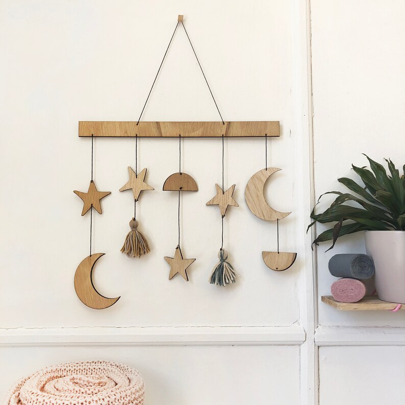 Personalised Star Moon and Tassel Wall Hanging Geometric - Etsy