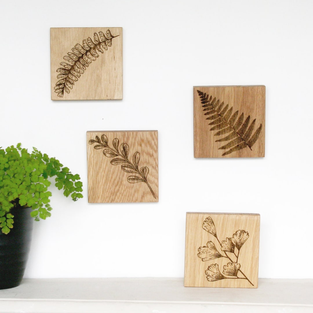 Fern Engraved Oak Wall Plaque | Foliage | Freestanding | Botanical ...