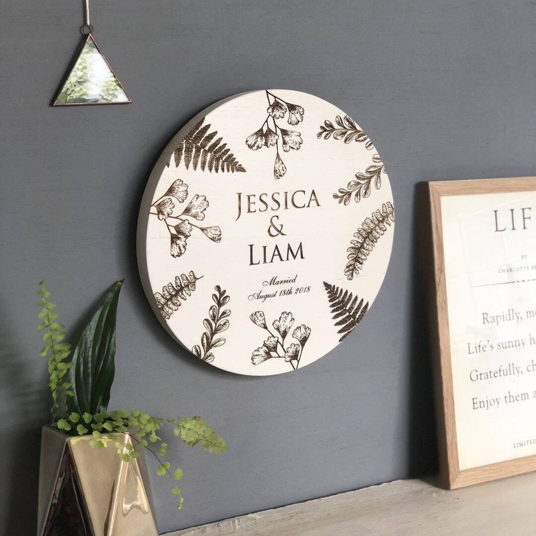 Oak Engraved Wedding Wall Plaque | Wall Hanging | Wood Product | Oak ...