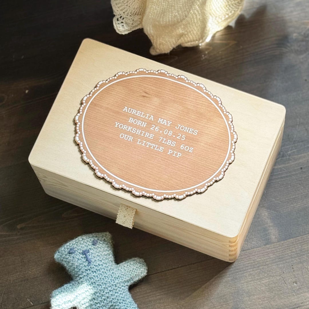Personalised Baby Lace Keepsake Memory Box/ Naming Day Gift/ Baby Loss ...