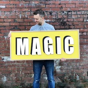 Bespoke Large Painted Wooden Sign - Drop Shadow - Etsy UK