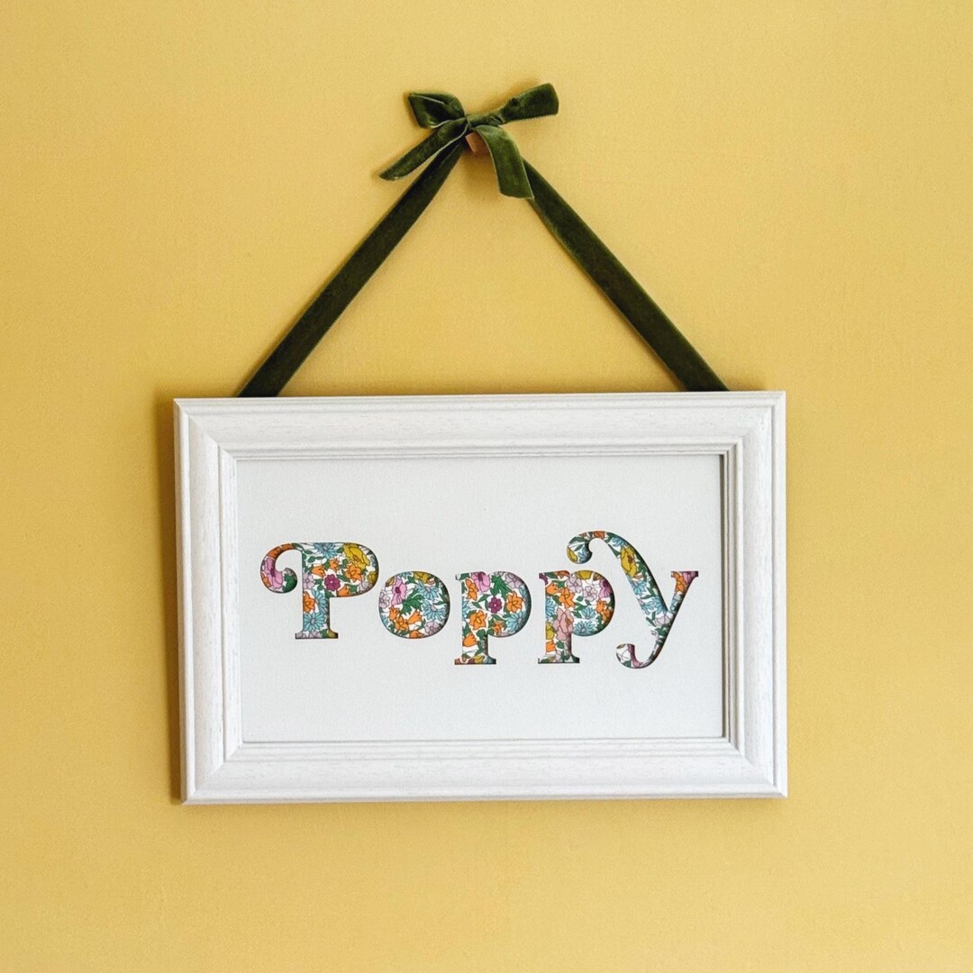 Wooden Painted Name and Liberty Fabric Sign - Etsy