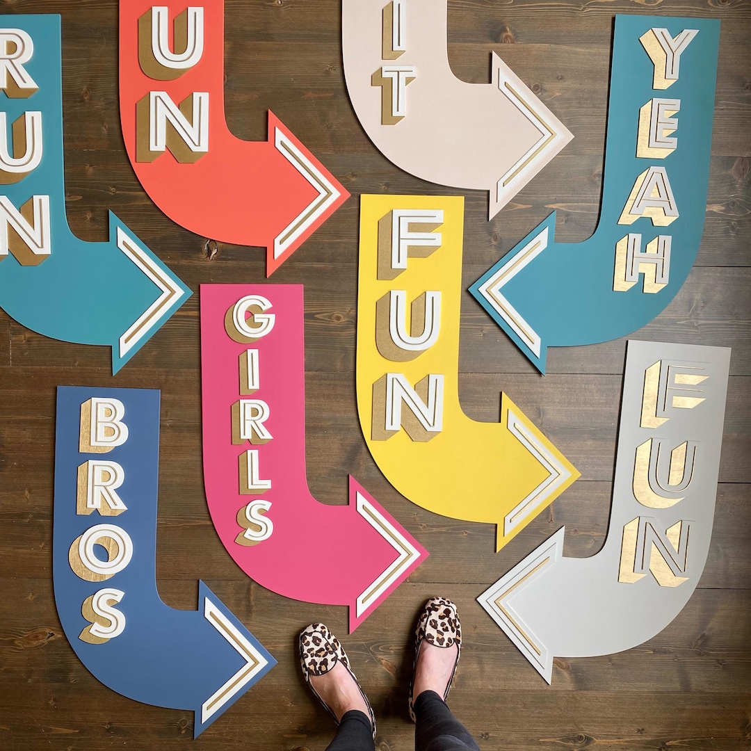 Painted Layered Wooden Word Arrow Sign - Etsy