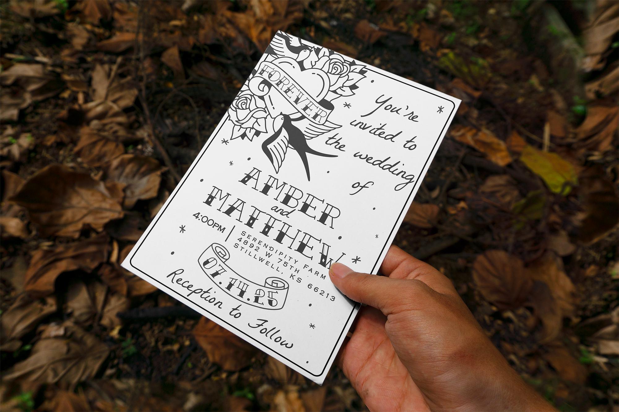 Traditional Tattoo Wedding Bundle, Alternative Wedding Invitation ...