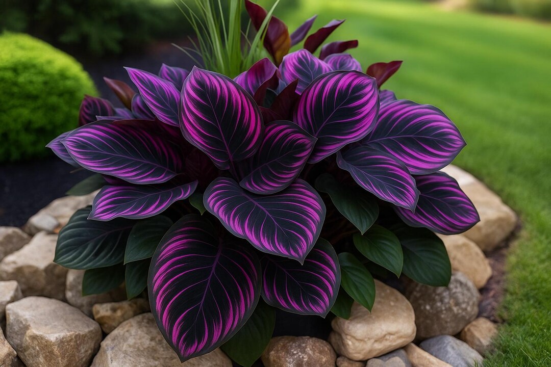 Purple Tip Calathea Couture 25 Seeds: Exotic Tropical Foliage - Etsy