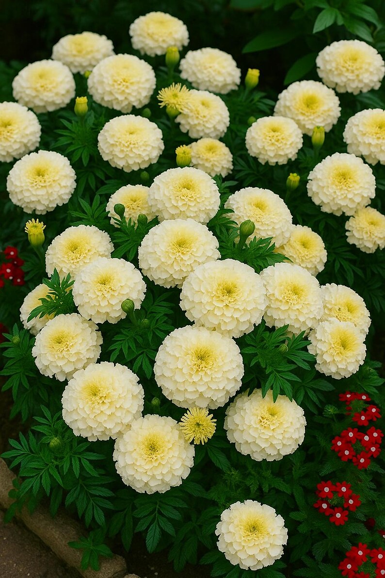 25 Kilimanjaro White Marigold Seeds: Cream Annual Flowers - Etsy