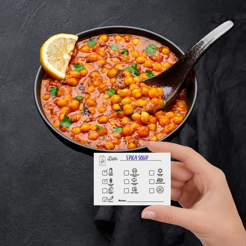 Potluck Dish Label Cards: Food Allergy and Sensitivity Signs (PNG, PDF ...