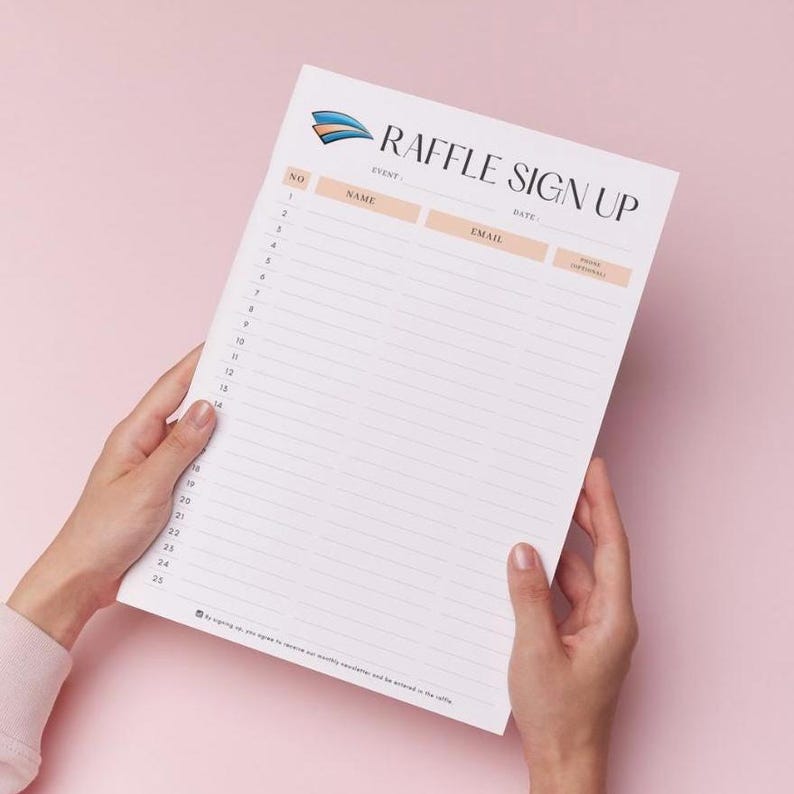 Raffle Sign up Sheet Printable – Editable Canva Template, Event ...