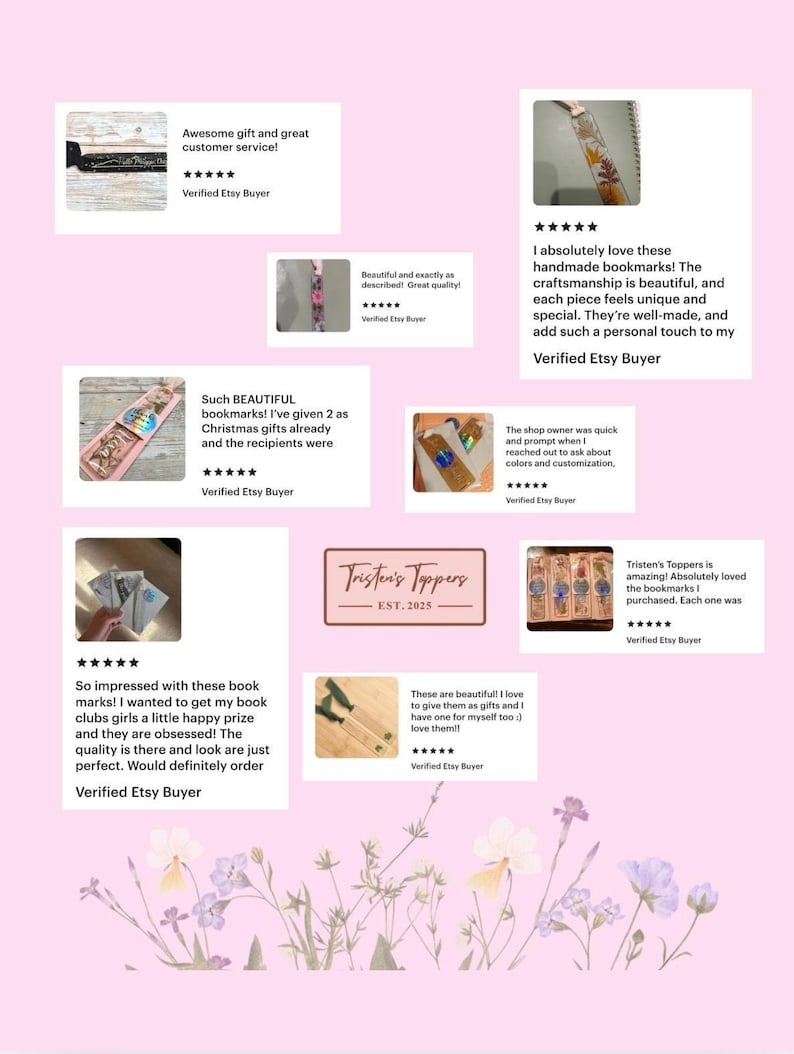 Pressed Flower Bookmark Gold Flake Clover Reading Accessory Aesthetic ...