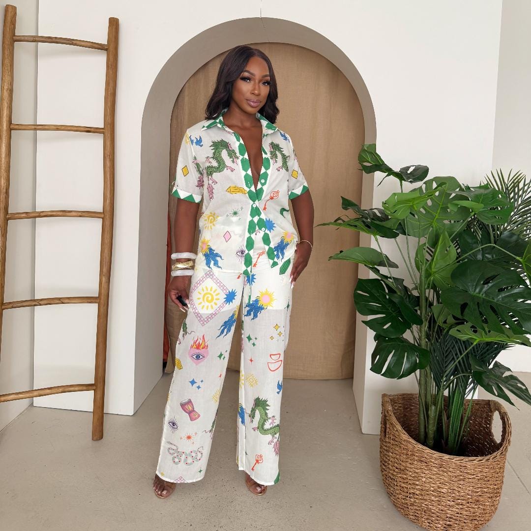 White Dragon Tarot Symbol Co-ord – Vibrant Summer Statement Set With ...