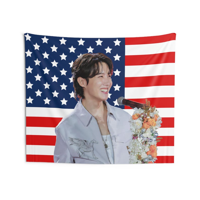 Jhope Cute Smile American Flag, BTS Concert Banner, BTS Kpop Flag, Suga ...