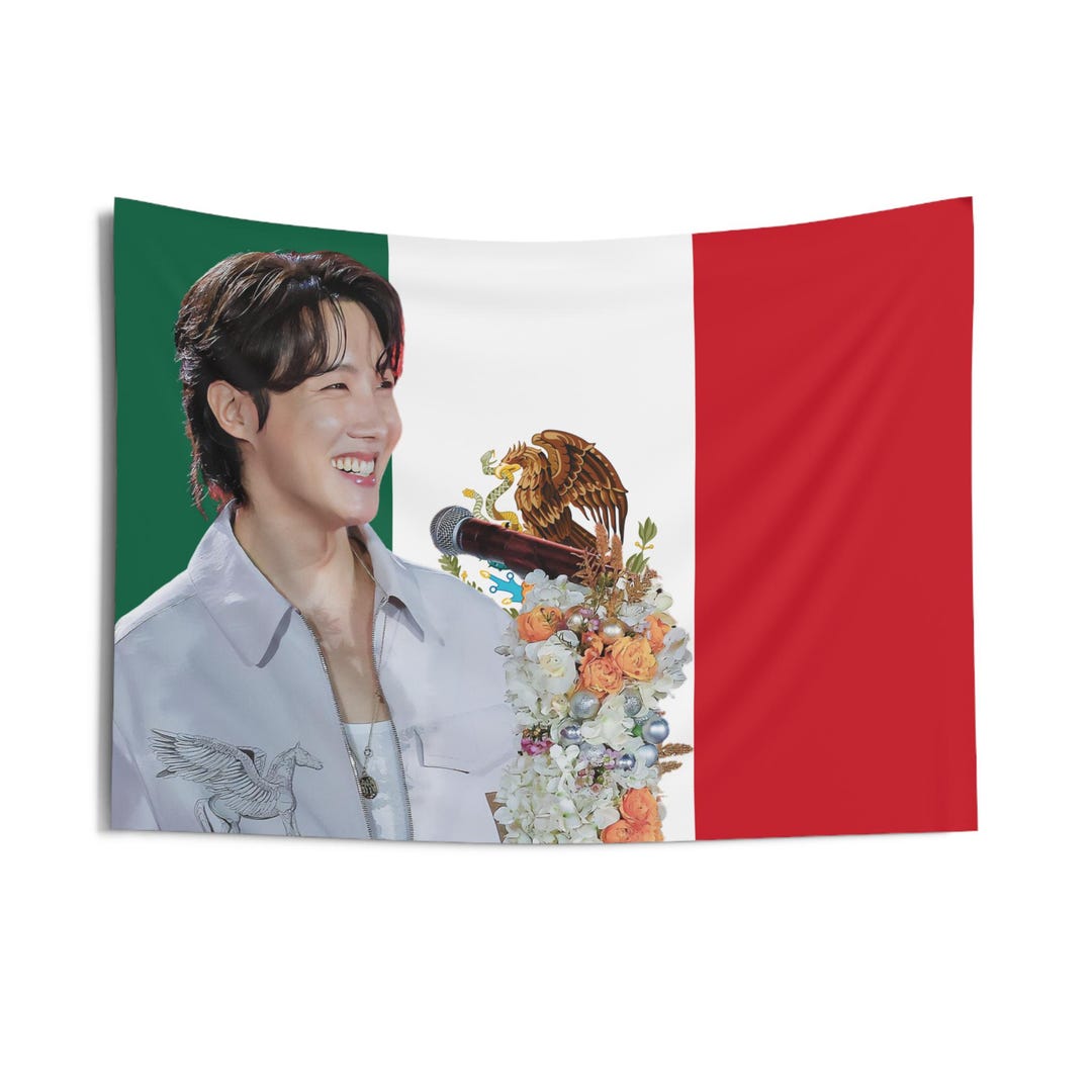 Jhope Cute Smile Mexican Flag, BTS Concert Banner, BTS Kpop Flag, Jhope ...