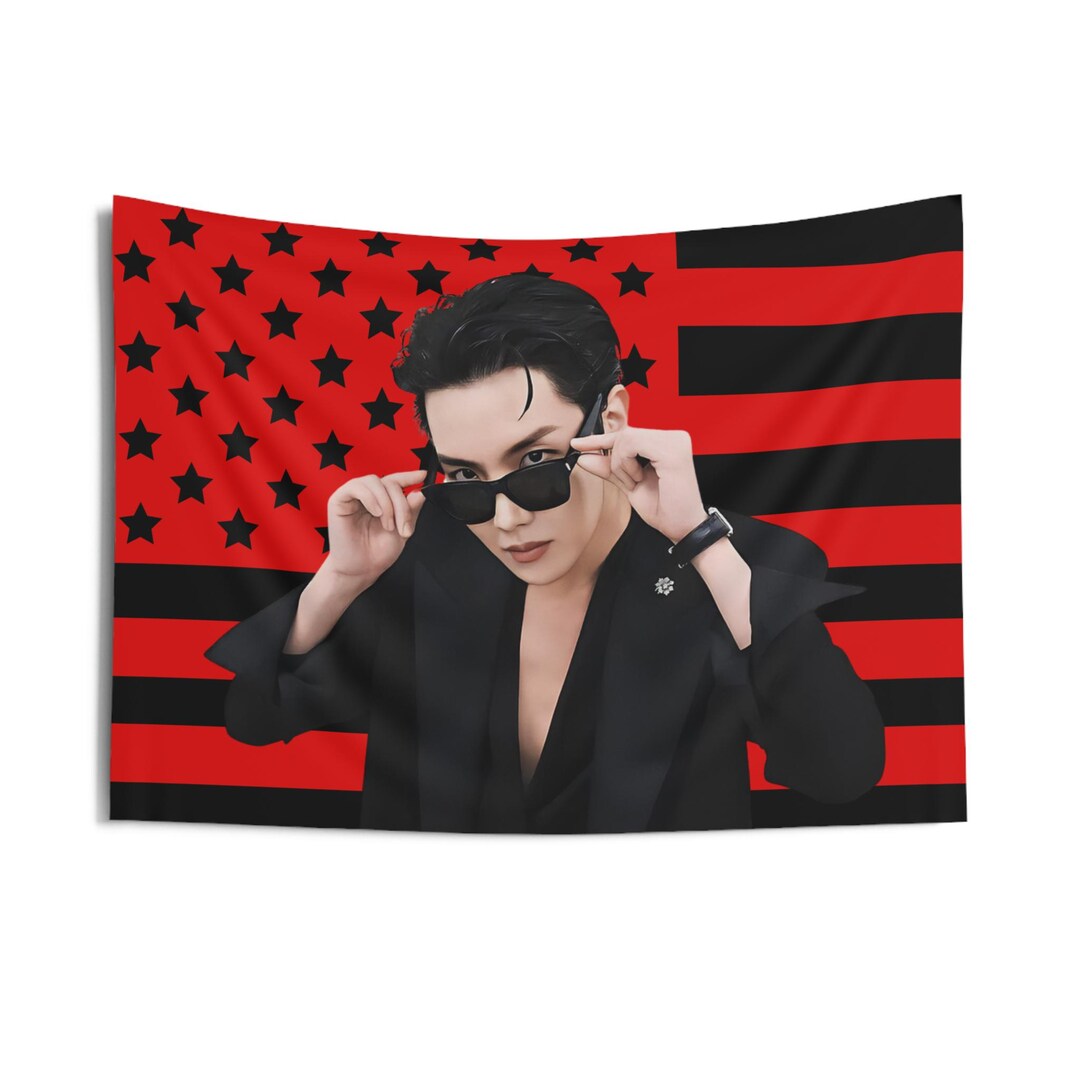 J Hope Black Suit Red Black American Flag, J Hope Concert Banner, J ...
