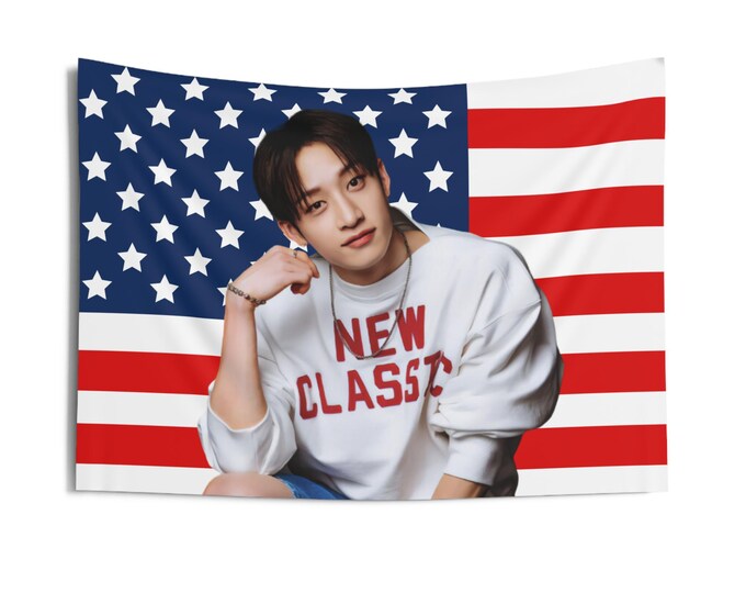 Skz Bang Chan Cute American Flag, Stray Kids Concert Banner, SKZ Kpop ...