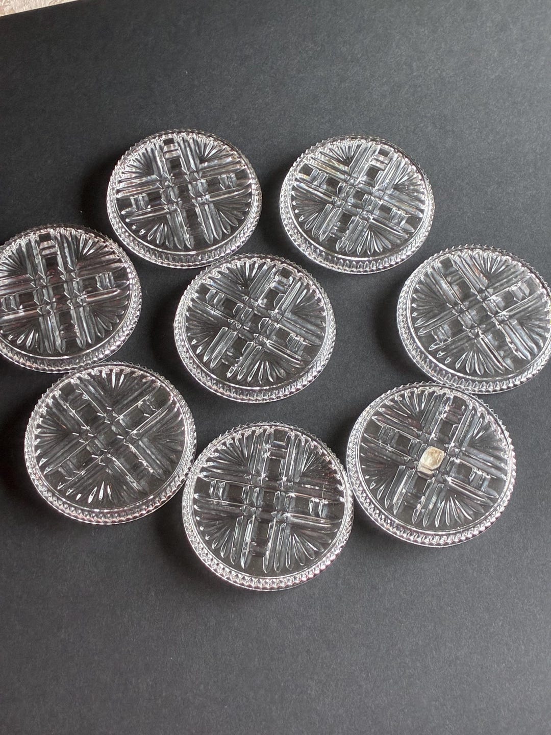 Set of 8 Crystal Coasters, Modern Crosshatch Design, German - Etsy