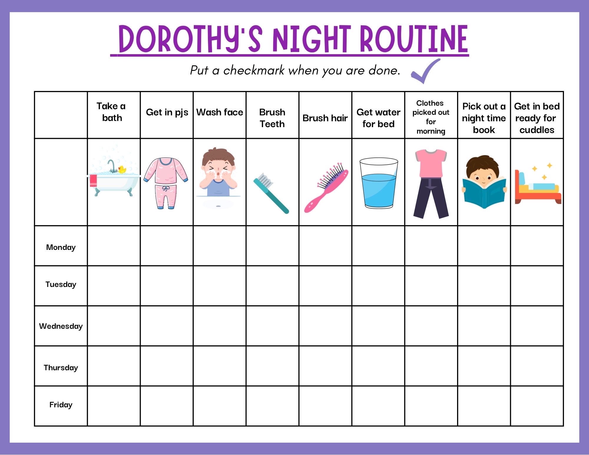 Custom Kids Routine Charts - Etsy