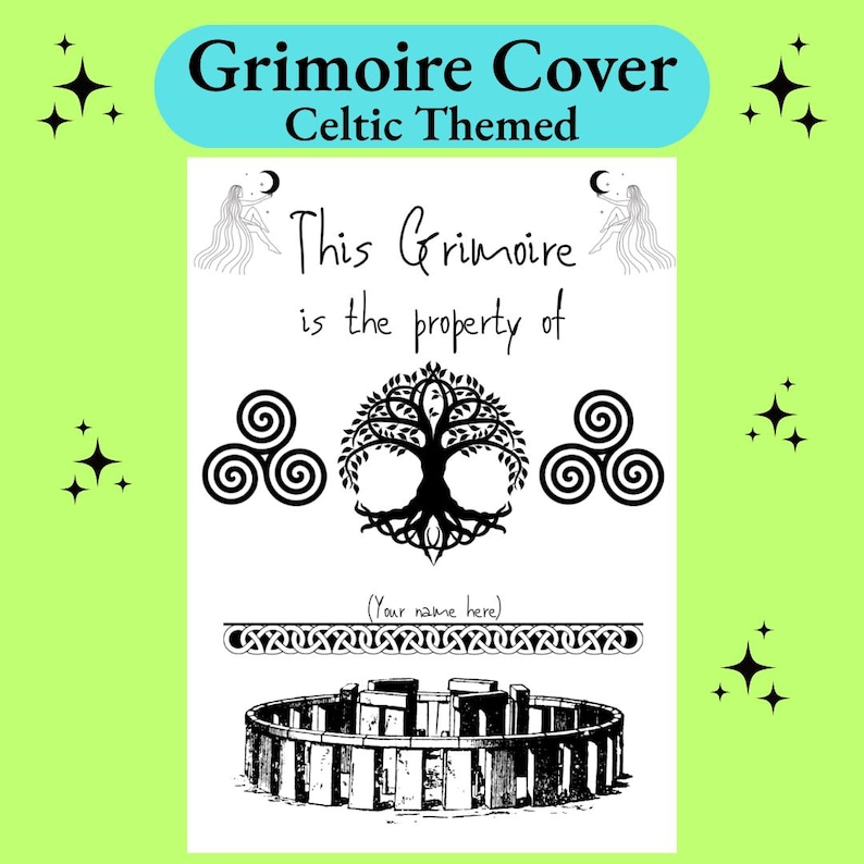 Celtic Grimoire Cover Page, Instant Download - Etsy