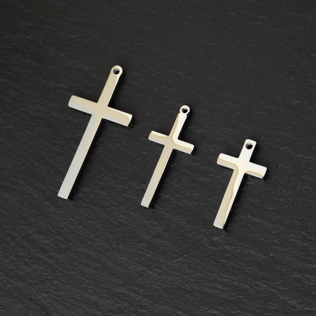 SG226 / 2 Pcs - Stainless Steel Cross Pendant, Plain Thick Cross ...