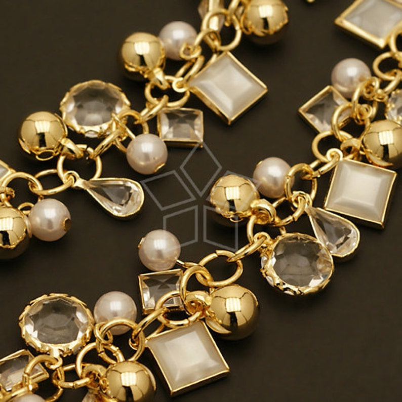 CH-072-GD / 20 Cm Chain Acrylic Charms and Beads Necklace | Etsy