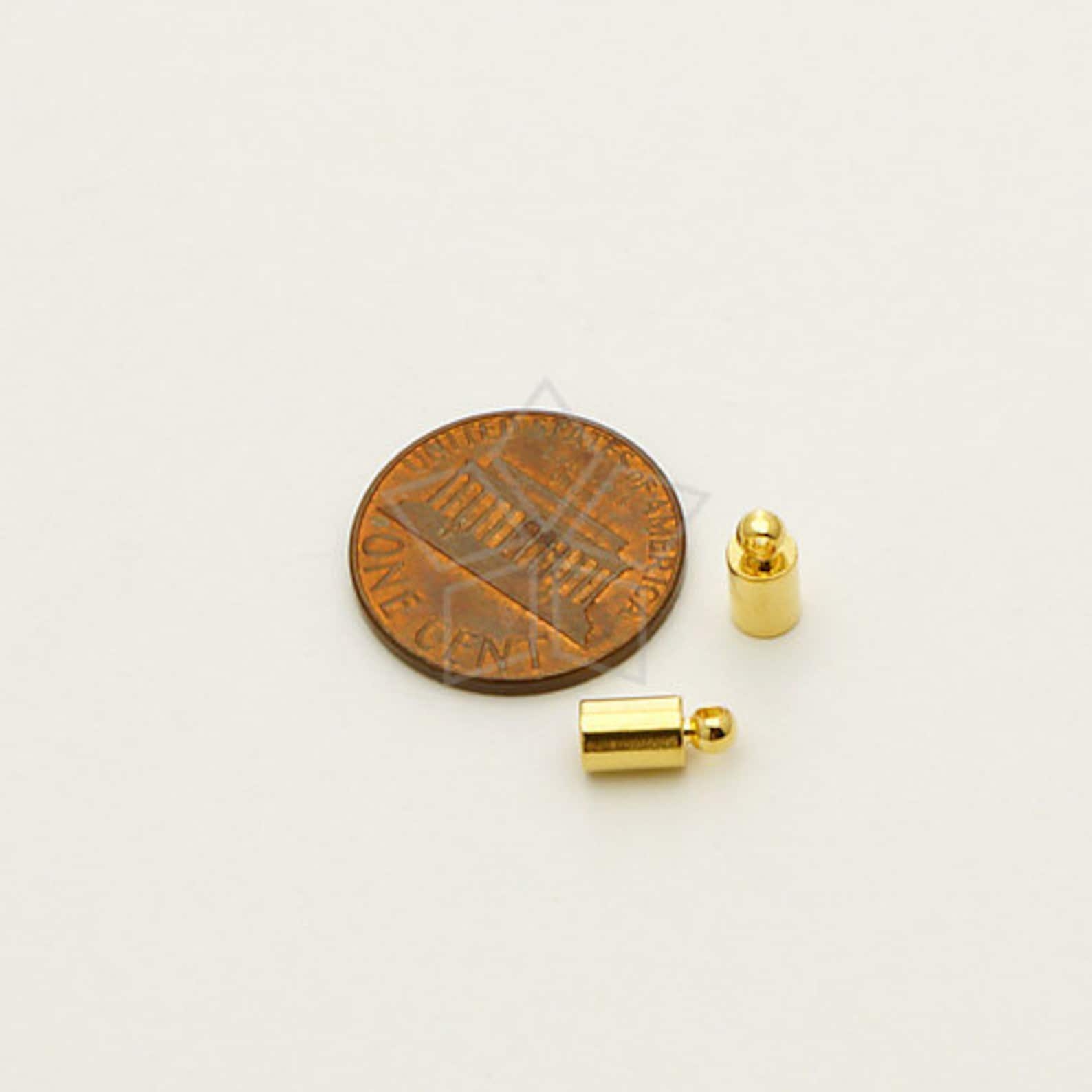 FE-002-GD / 10 Pcs - 4mm End Caps With Loop - Leather End Caps, Gold ...