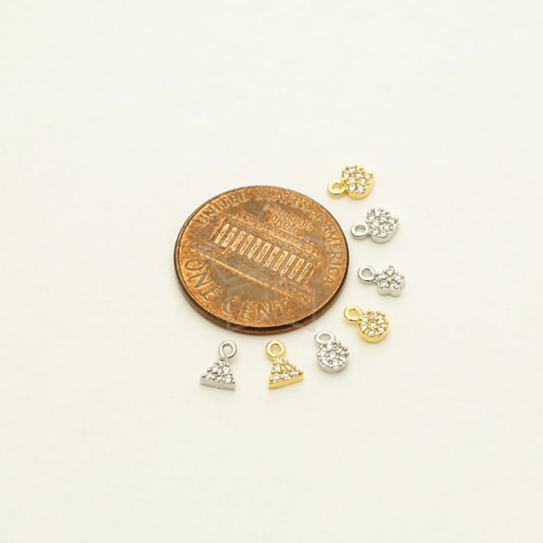 PD-1251-GD / 2 Pcs Tiny Mini CZ Charm Pendant Triangle | Etsy