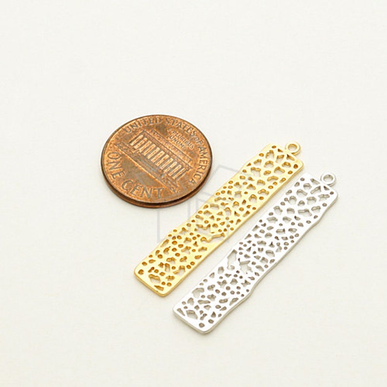 PD-931-MG / 2 Pcs - Mesh Bar Rectangle Pendant (s-size), Matte Gold ...