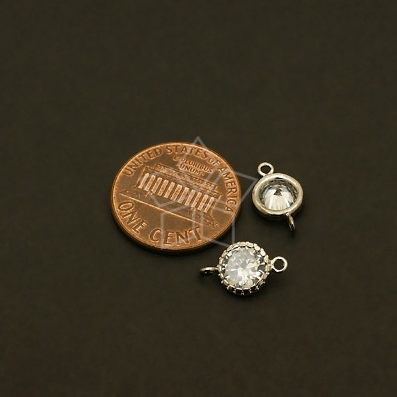 AC-432-OR / 4 Pcs Vintage Round CZ Connector Two Loop Cubic - Etsy