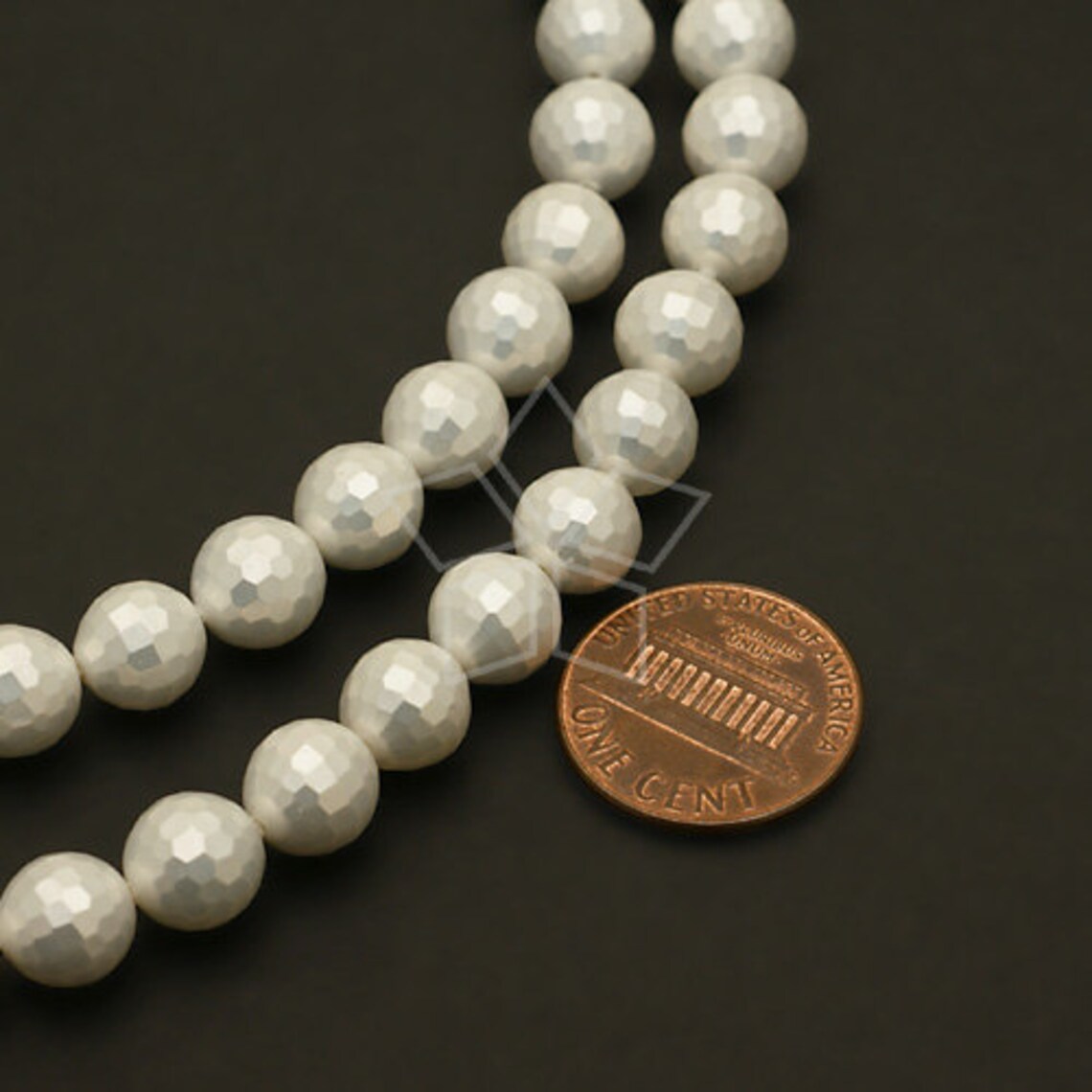 PL-037-SP / 10 Pcs - Faceted Round Shell Pearl Beads, Diy Pearl Jewelry ...