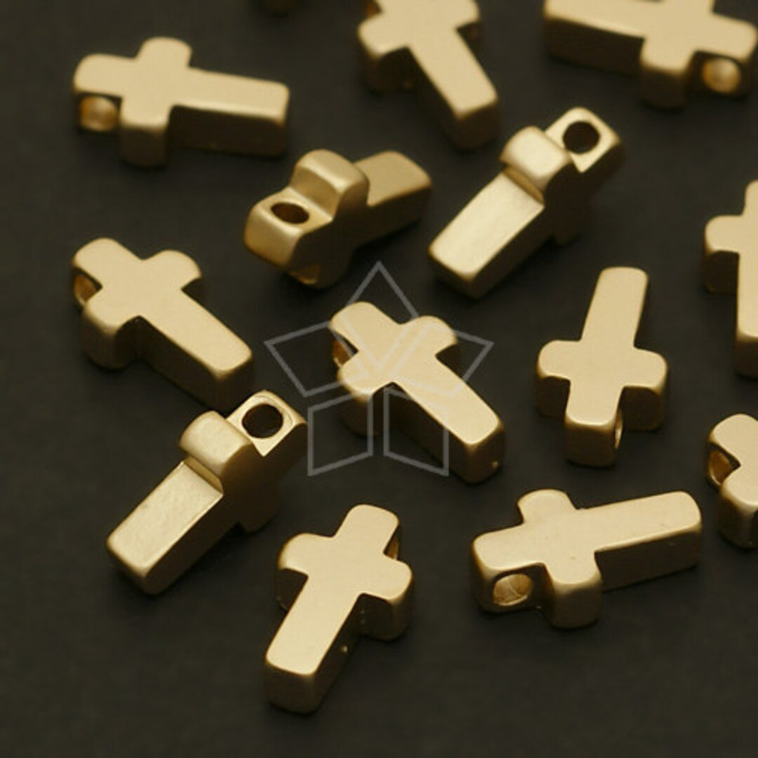ME-135-MG / 2 Pcs - Tiny Flat Cross Bead Charm, Cross Pendant, Matte ...