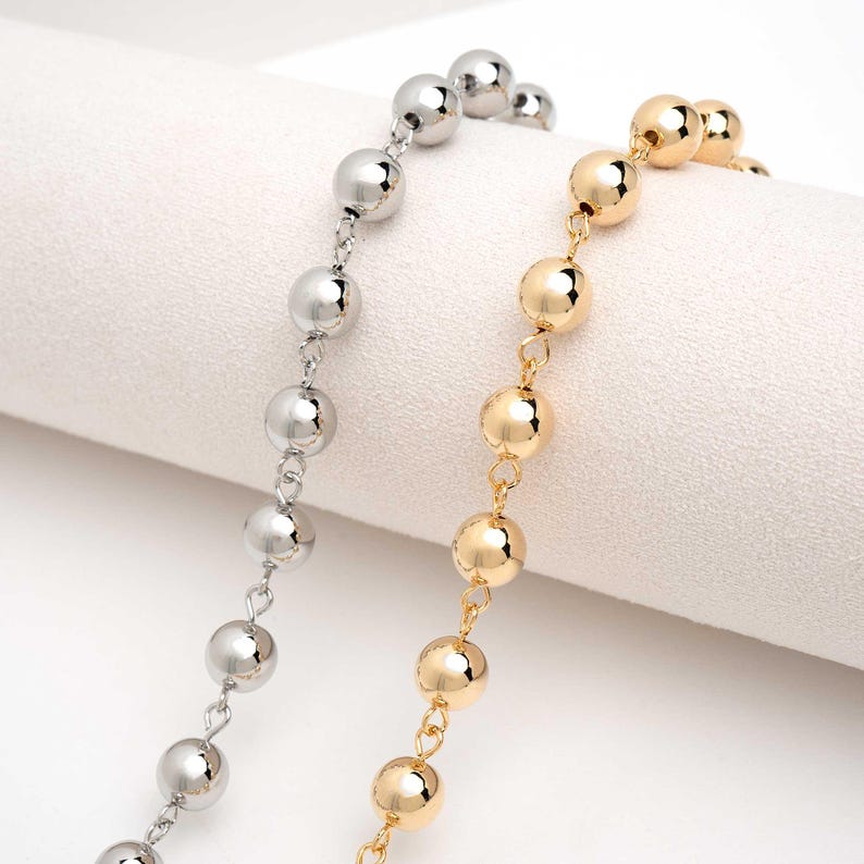 CH-022-OP / 1m - Handmade 8mm Plated Acrylic Round Bead Chain | CCB ...